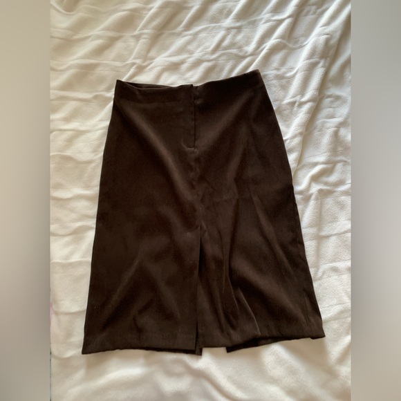 La Belle | Skirts | La Belle Chocolate Brown Suede Like Silt Skirt ...